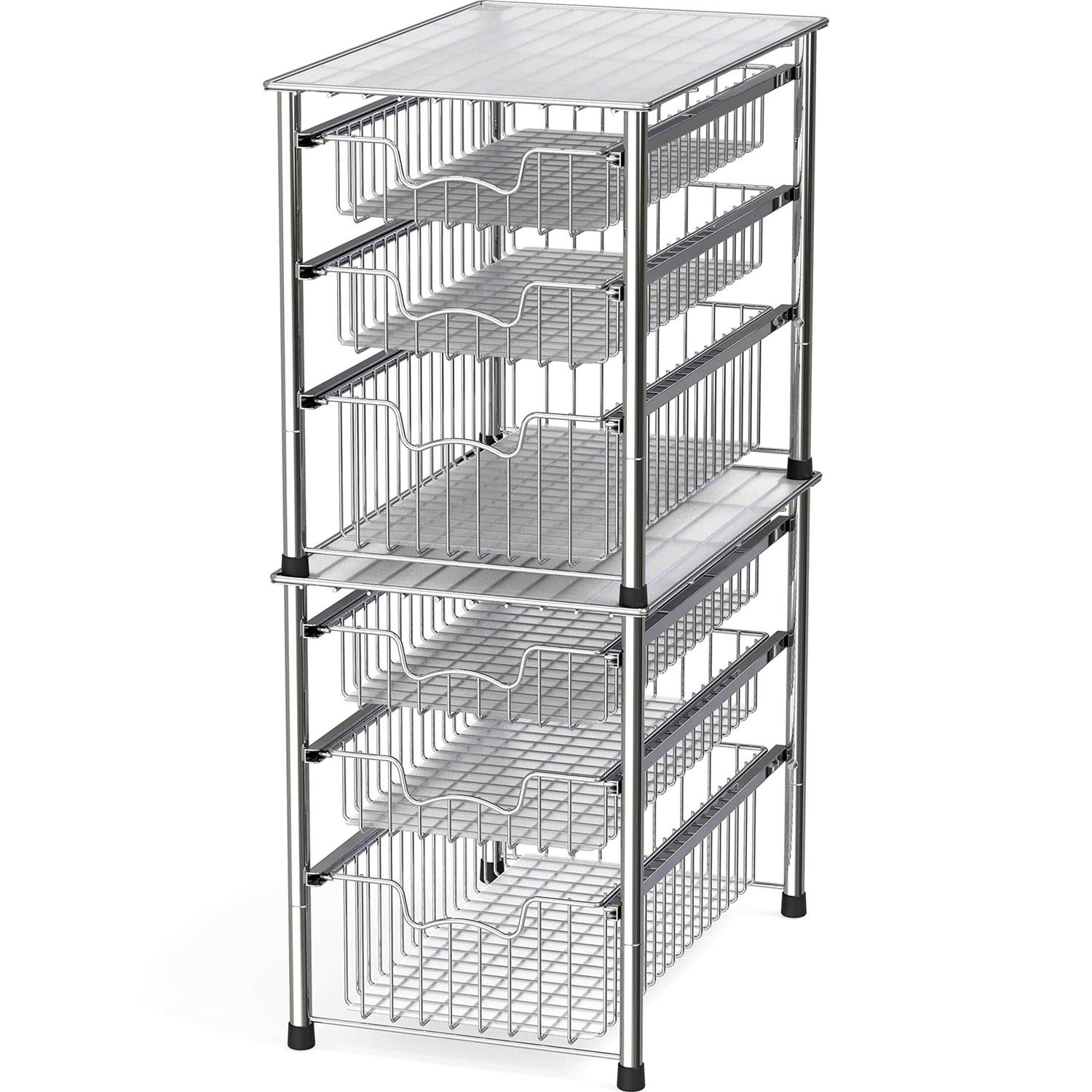 Simple Houseware 3-Tier Stackable Sliding Basket Organizer Drawer ...
